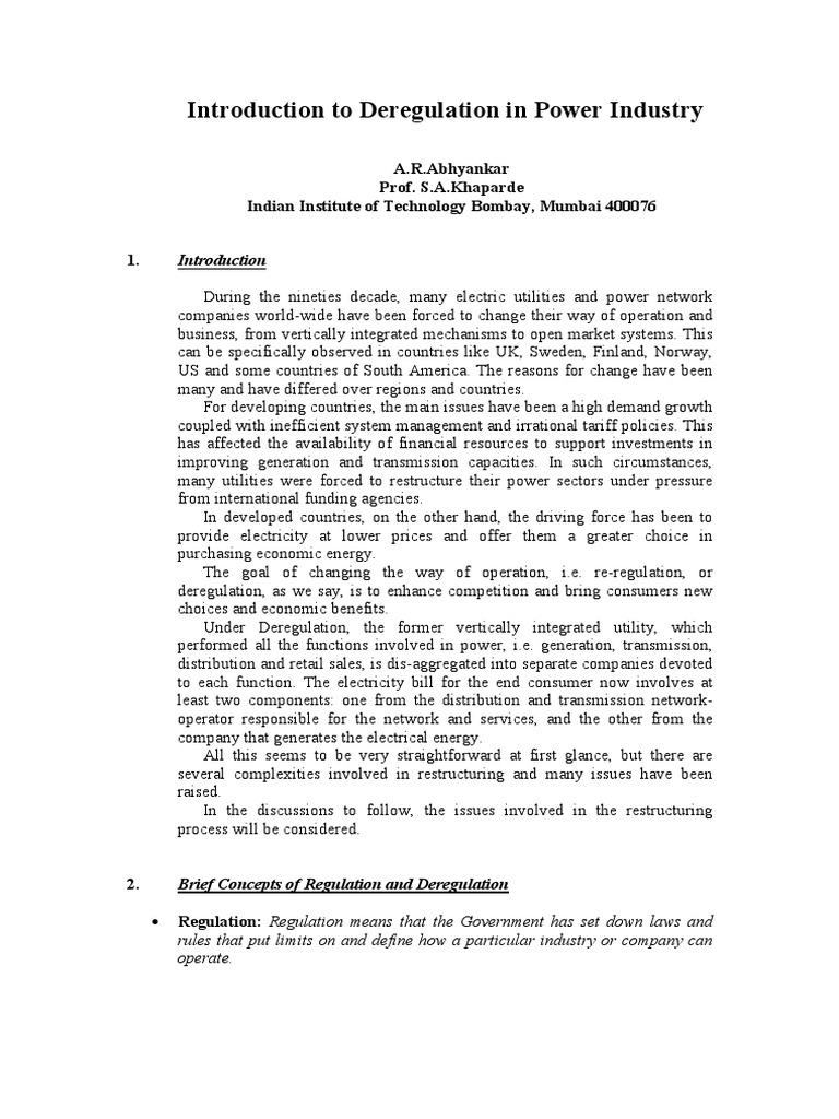 L01-Introduction To Deregulation-1 PDF | PDF