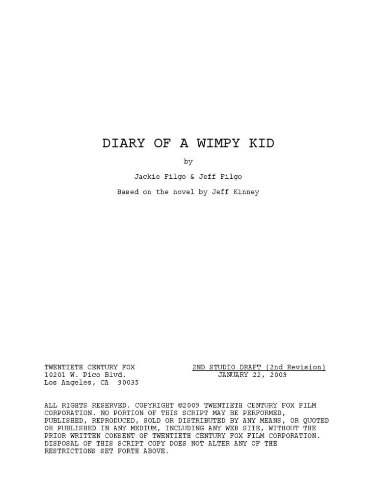 Diary of A Wimpy Kid Script | PDF