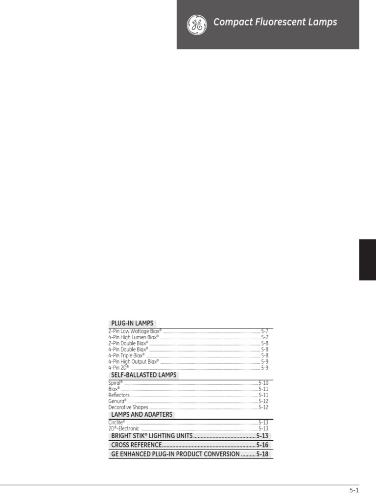 GE Lighting Manuals PDF | PDF | Compact Fluorescent Lamp | Fluorescent Lamp