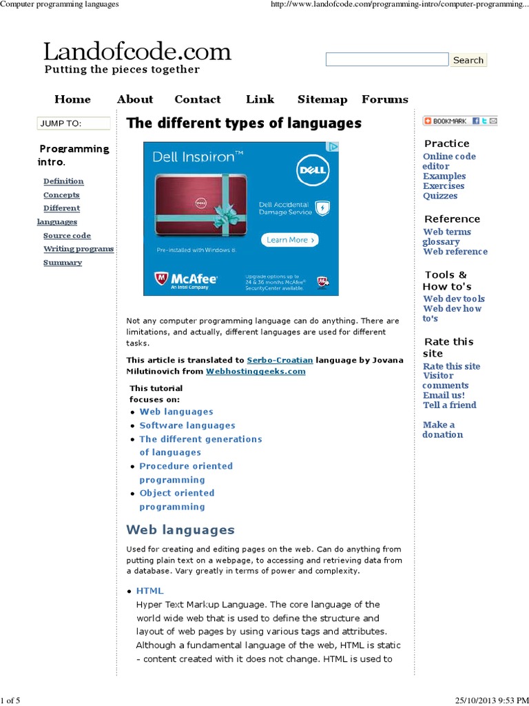 Computer Programming Languages PDF | PDF | Programming Language | Html Computer Programming Languages PDF | PDF | Programming Language | Html