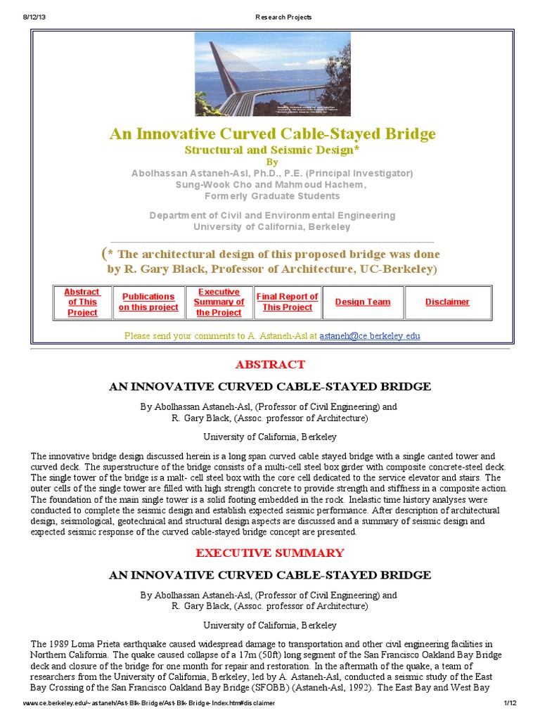 Innovative Curved Cable-Stayed Bridge Design | PDF | Earthquakes ...