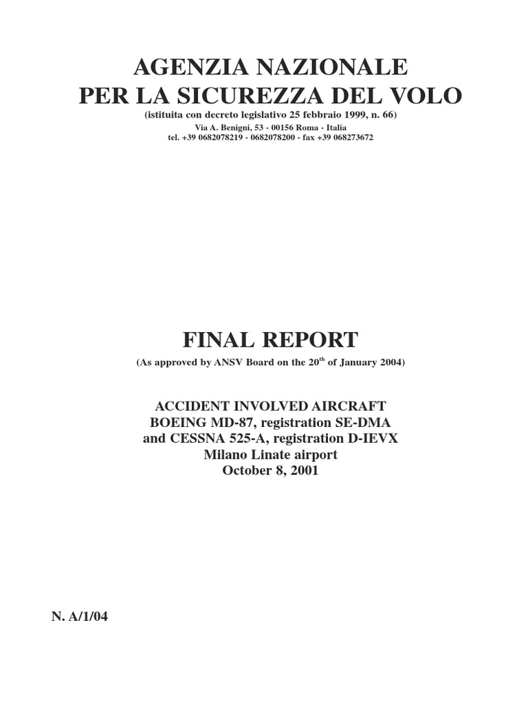 Linate Crash Report PDF | PDF | Air Traffic Control | Instrument Flight ...