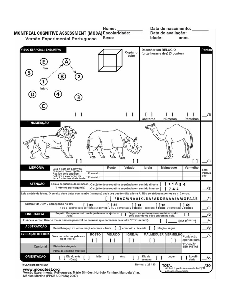 Moca Test Portuguese