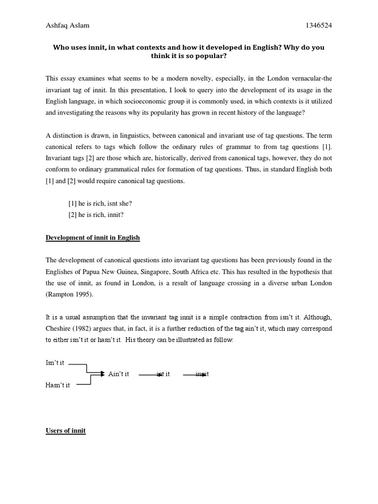 Who Uses Innit, in What Contexts and How It Developed in English? Why ...