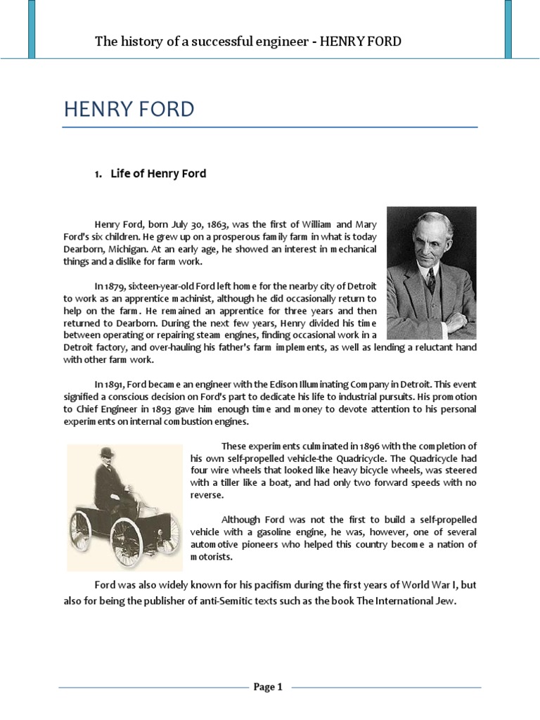 Henry Ford: The History of A Successful Engineer - HENRY FORD | PDF ...