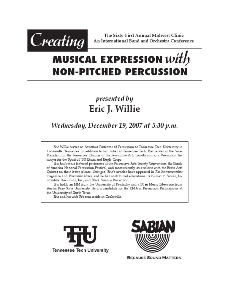 Musical Expression With Non-Pitched Percussion | PDF | Drum Kit ...