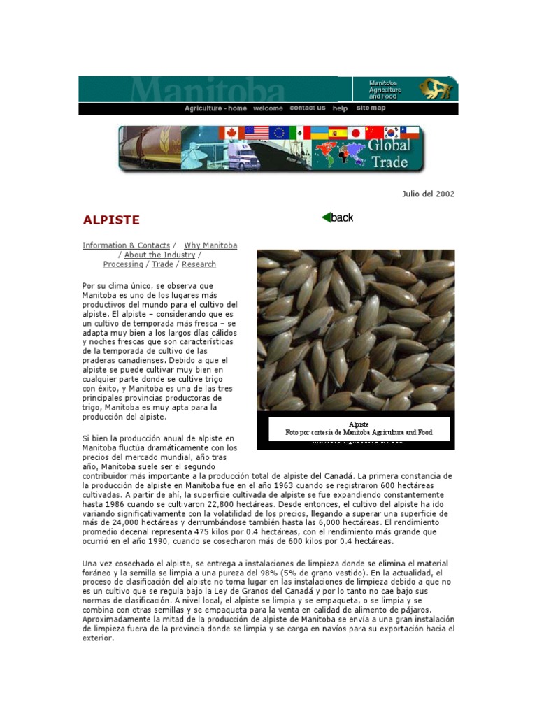 Cultivo de Alpiste | PDF | Manitoba | Canadá