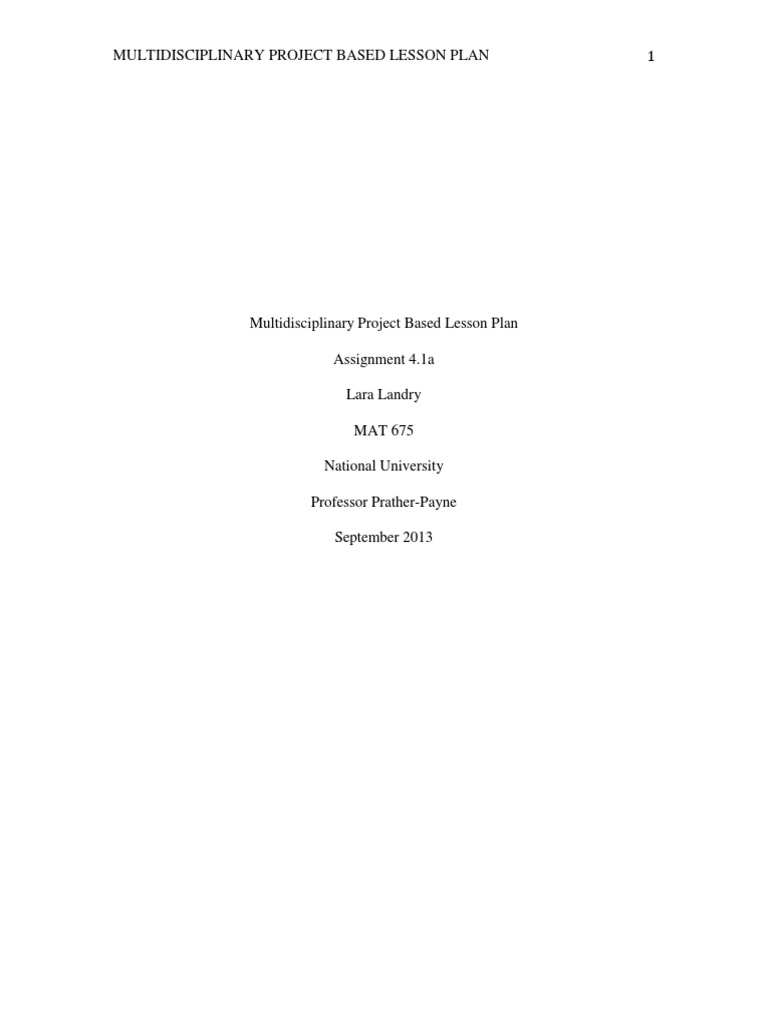 MAT675 4.1a Multidisciplinary Project Based Lesson Plan | Download Free ...