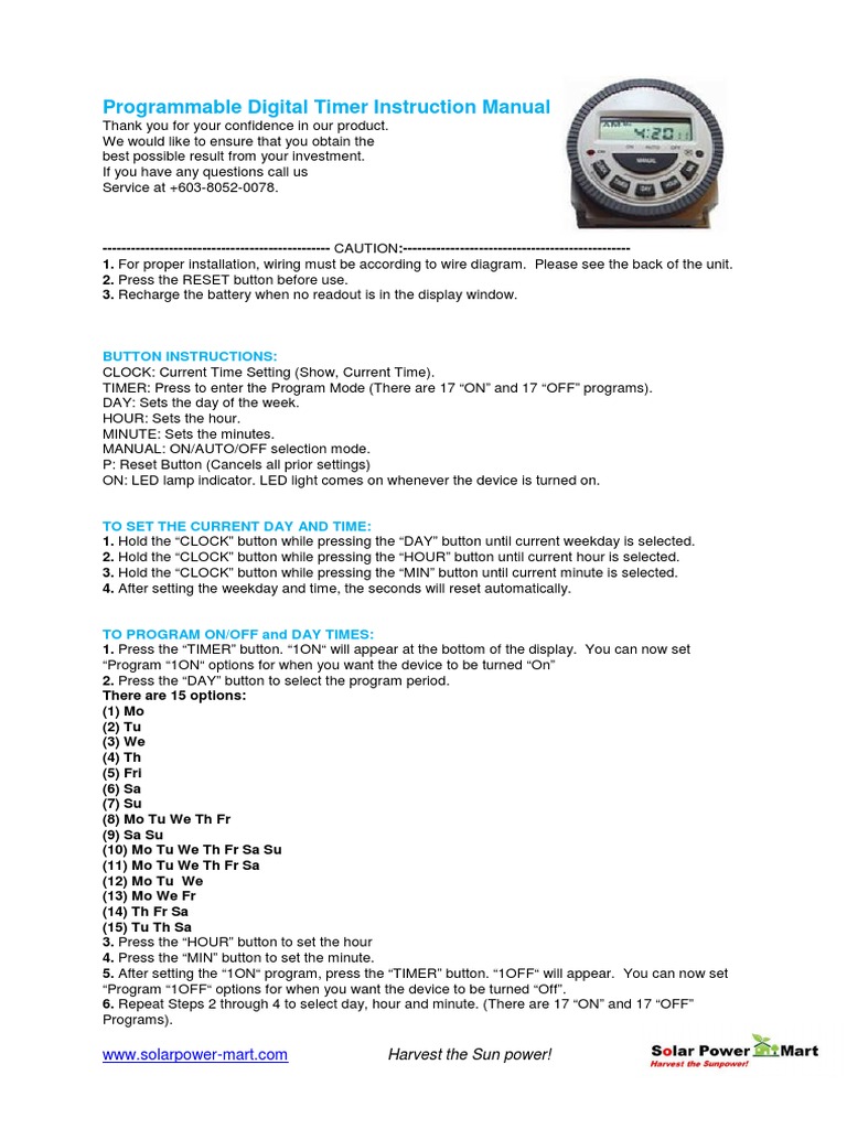Masterplug Digital Timer Instructions | PDF | Timer | Clock