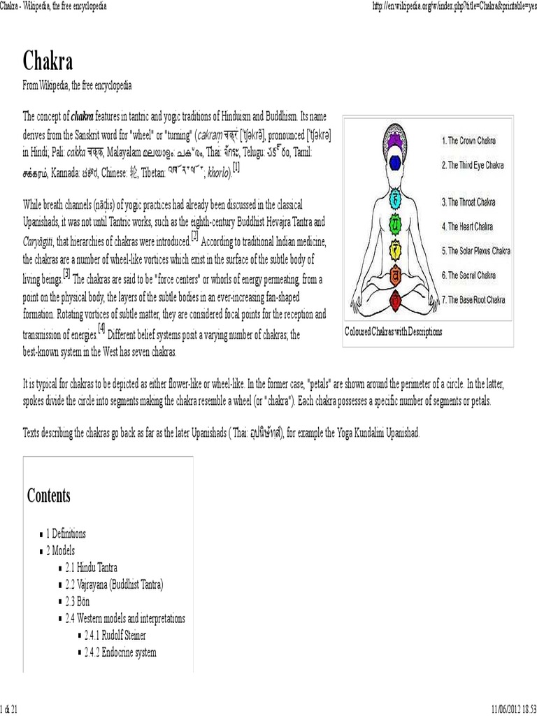 Chakra - Wikipedia, The Free Encyclopedia | PDF | Chakra | Kundalini