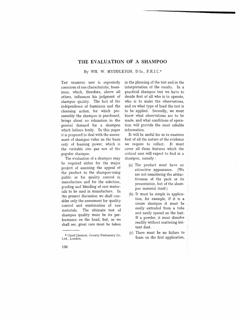 Evaluation of A Shampoo | PDF | Shampoo | Foam