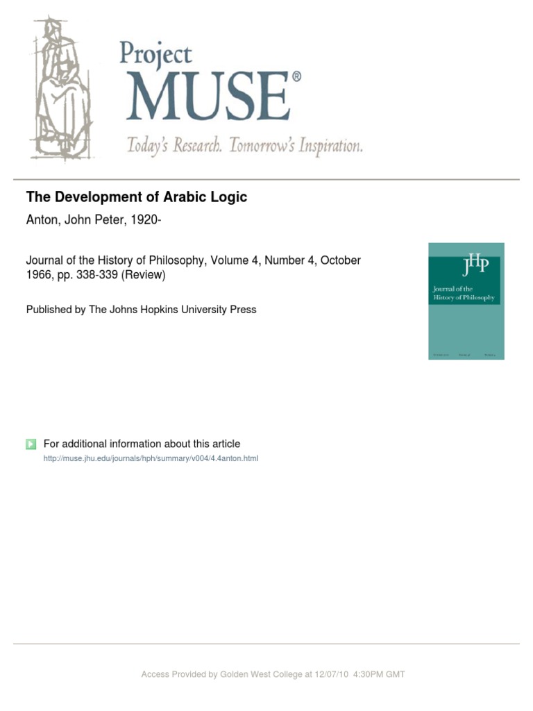 Anton Review Nicholas Rescher Development of Arabic Logic | PDF ... Anton Review Nicholas Rescher Development of Arabic Logic | PDF ...