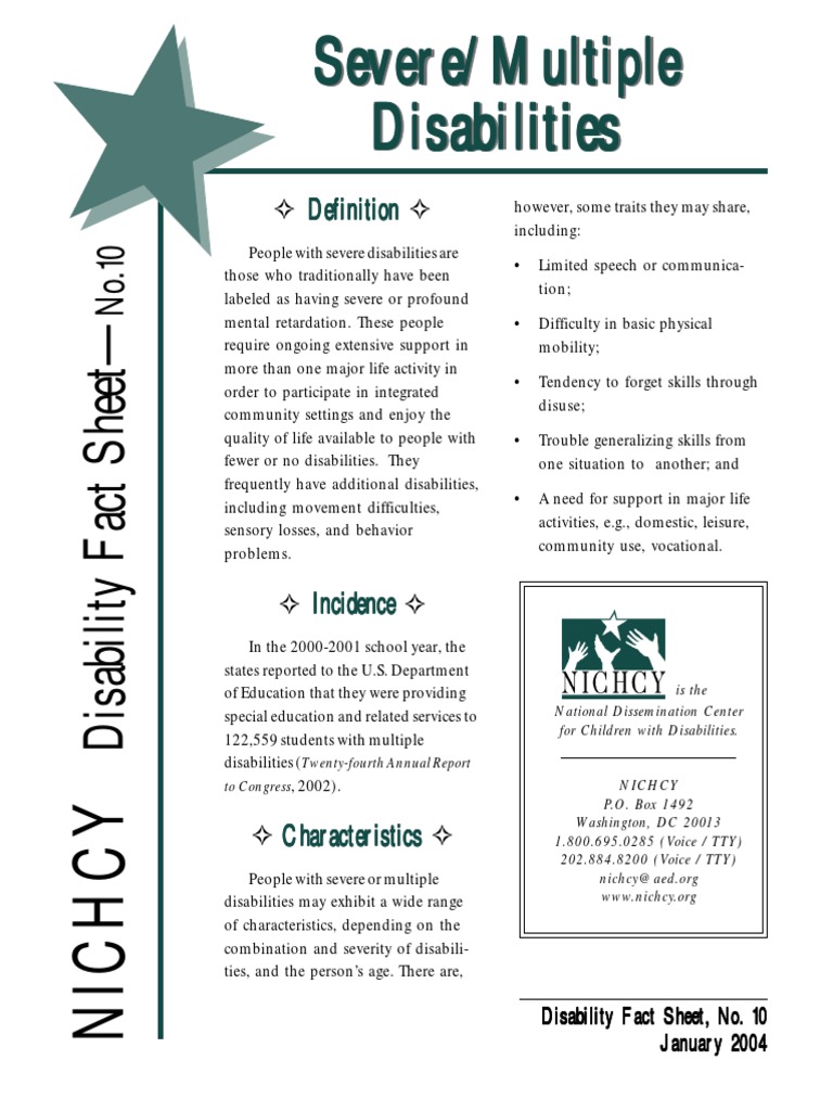Fact Sheel Multiple Disabilities | PDF | Disability | Schools