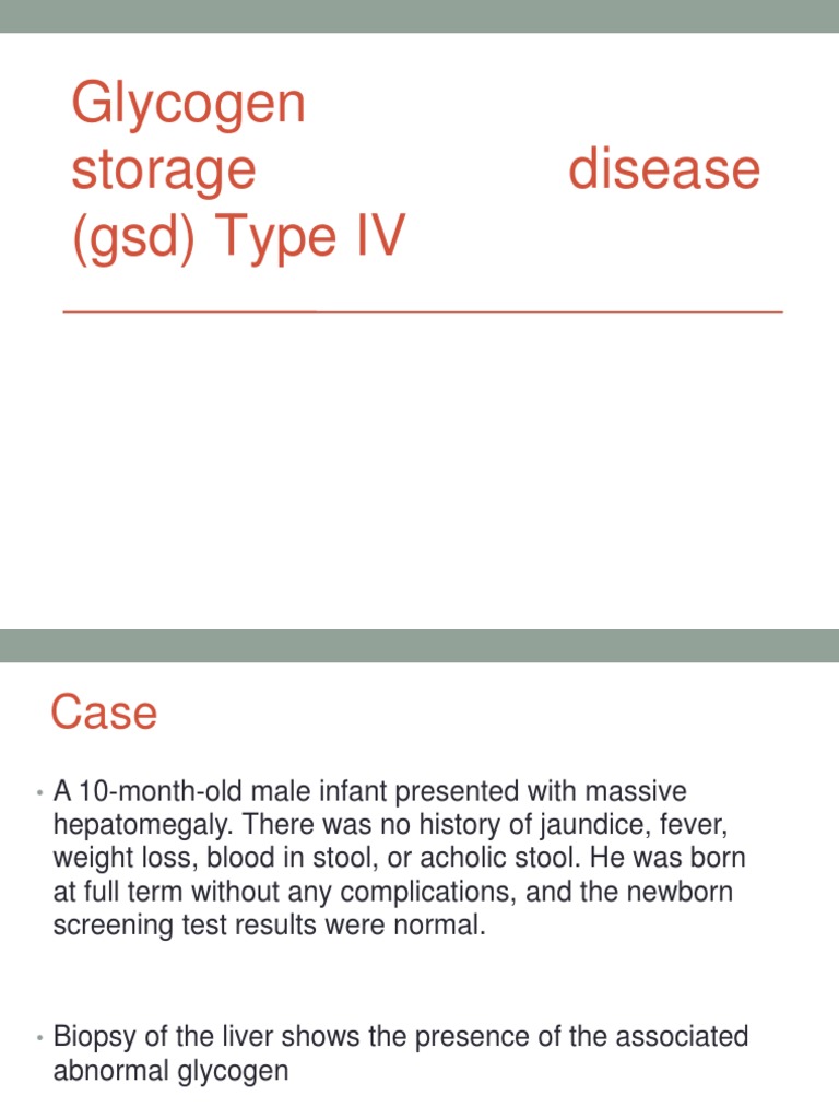 Glycogen Storage Disease Type IV Overview | PDF | Glycogen | Clinical ...