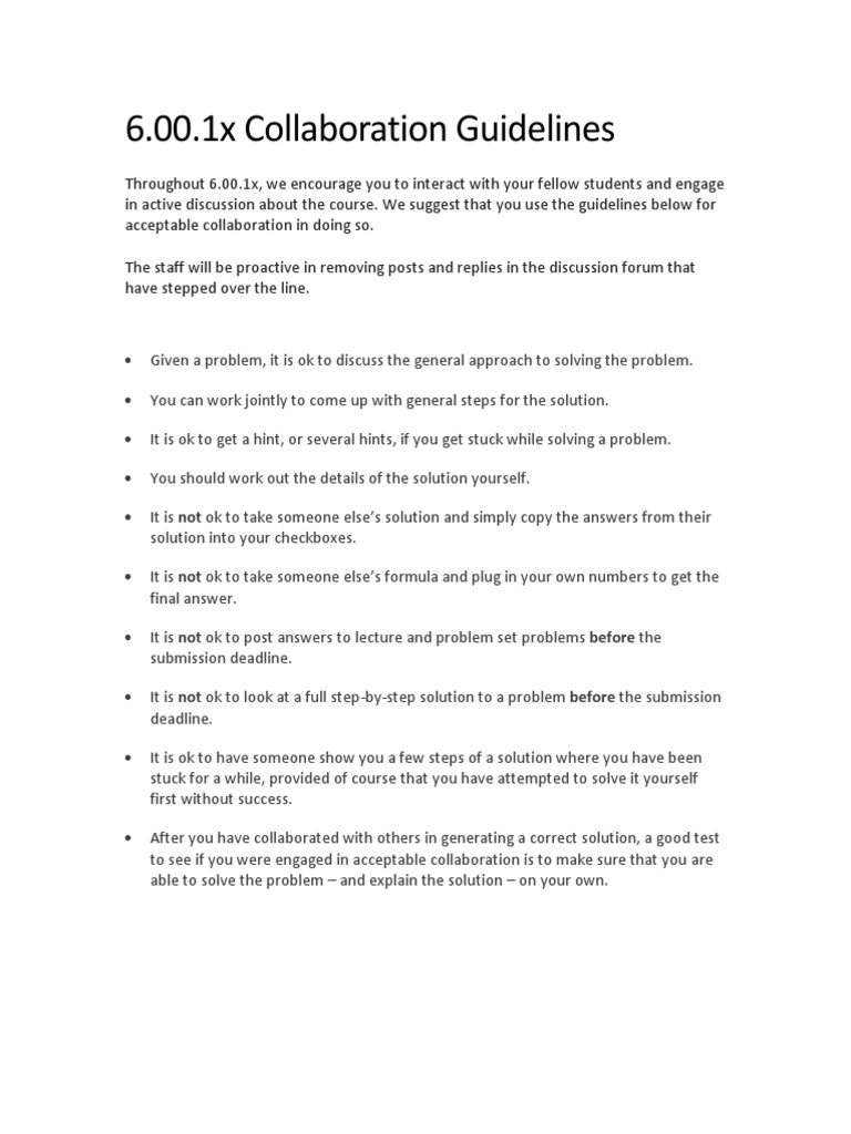 6001x Handouts Collaboration Guidelines | PDF