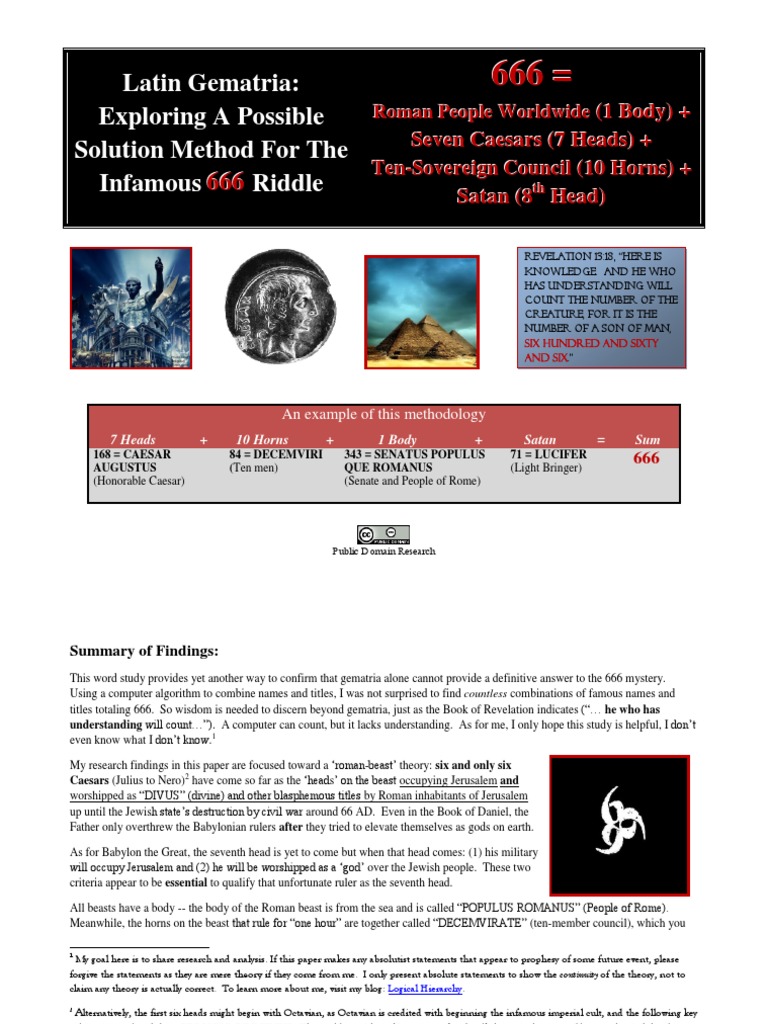 666 - Calculating A Roman Beast Theory | PDF | Number Of The Beast ...