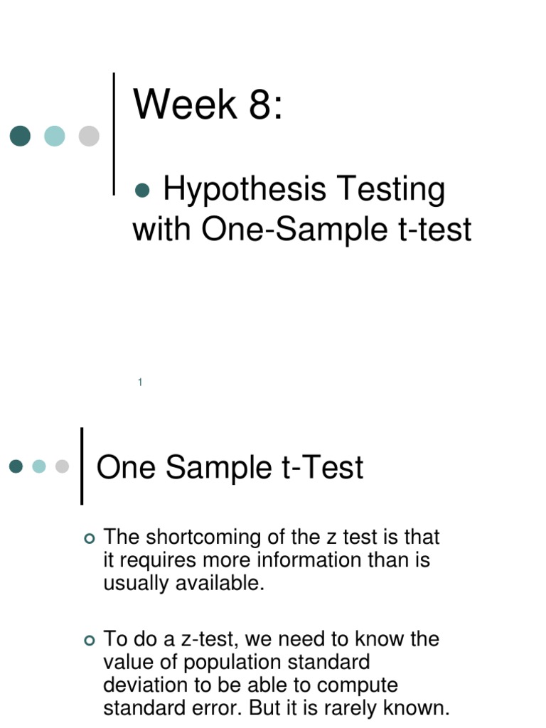 Week 8:: Hypothesis Testing With One-Sample T-Test | PDF | Student's T ...