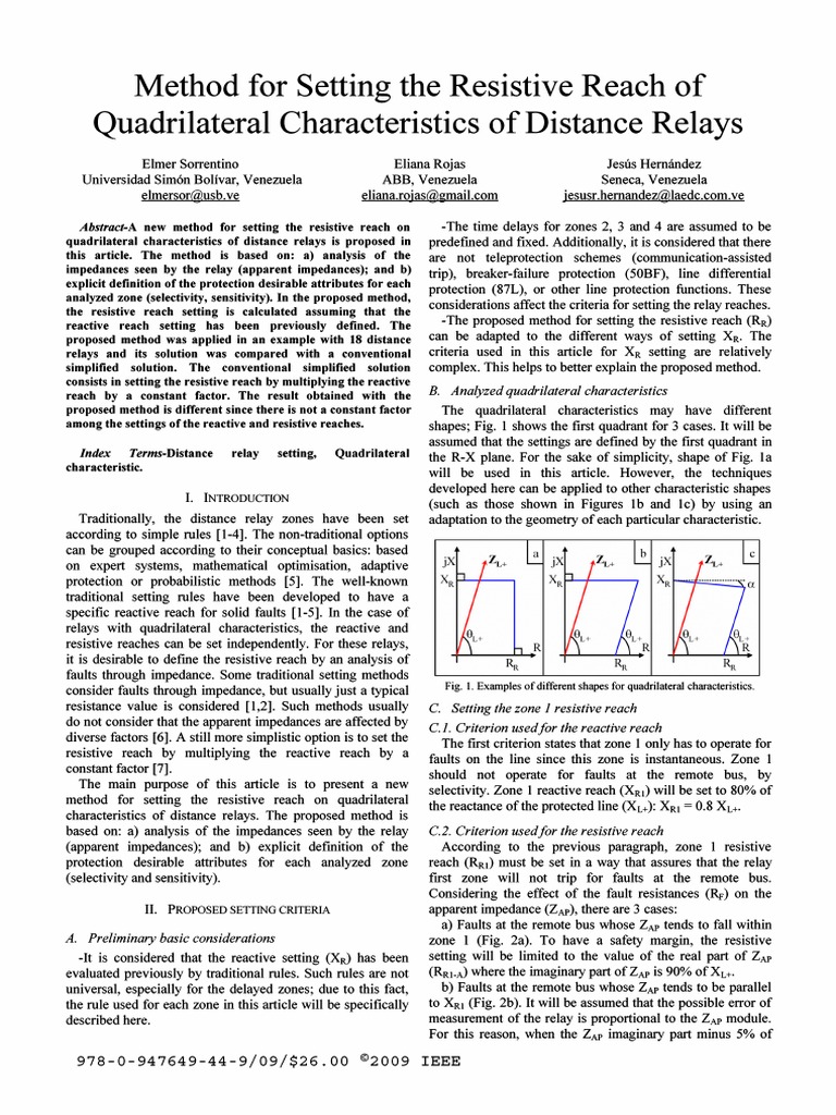 Setting The Resistive Reach of Quadrilateral Characteristics o F ...