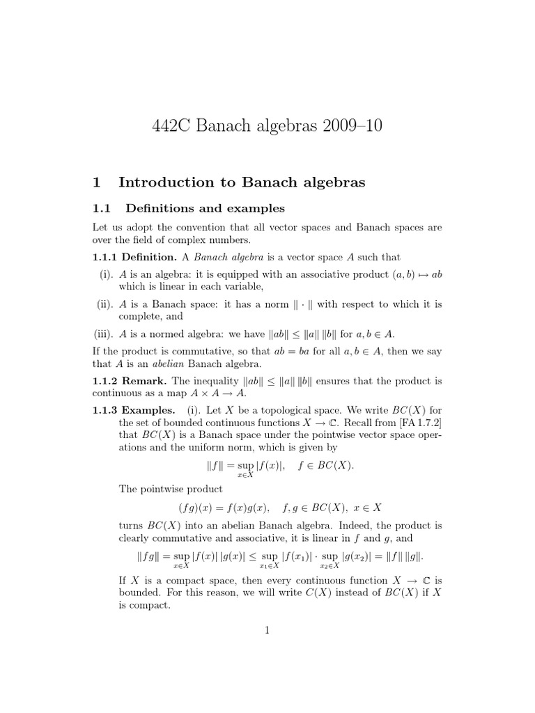 Banalg 1 | PDF | Banach Space | Vector Space