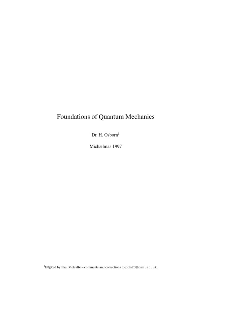 Foundations of Quantum Mechanics | PDF | Science & Mathematics