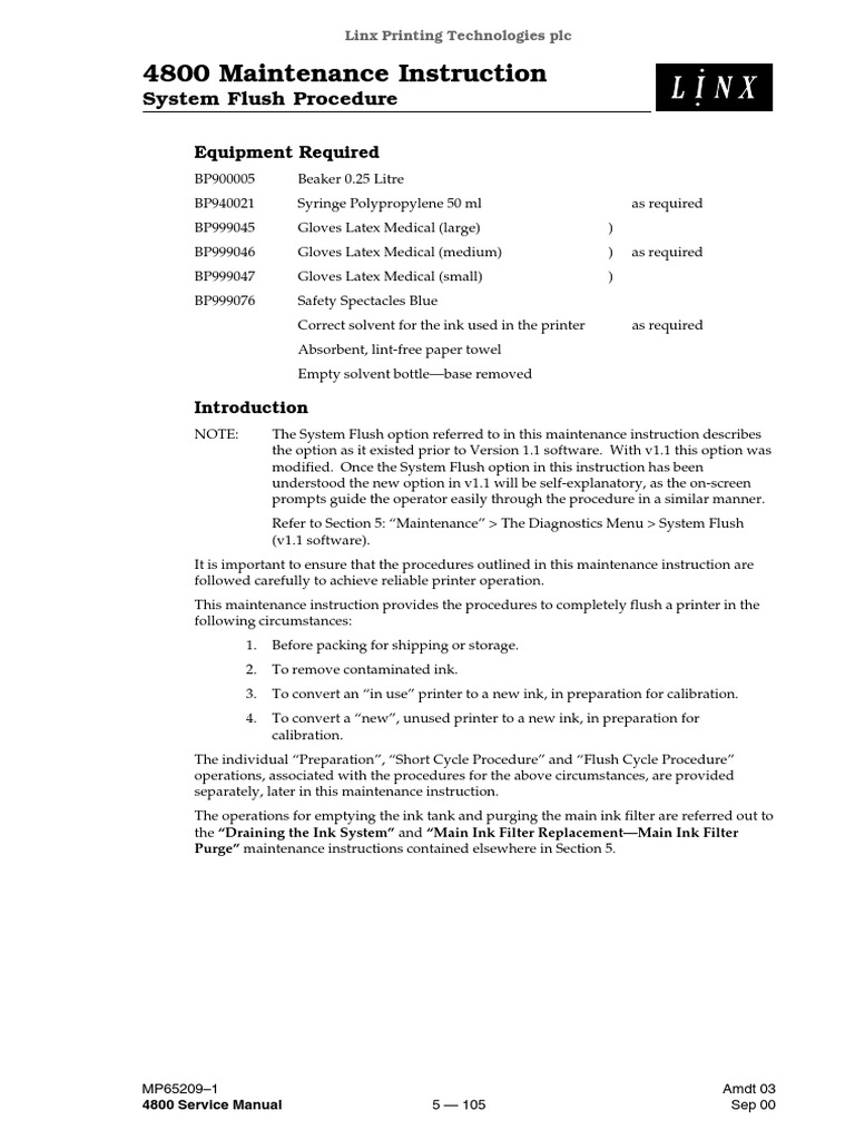 4800 System Flush Procedure PDF | PDF | Syringe | Printer (Computing)
