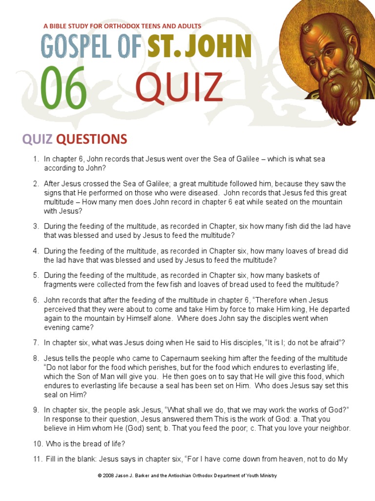 6quiz.pdf | Gospel Of John | Gospels