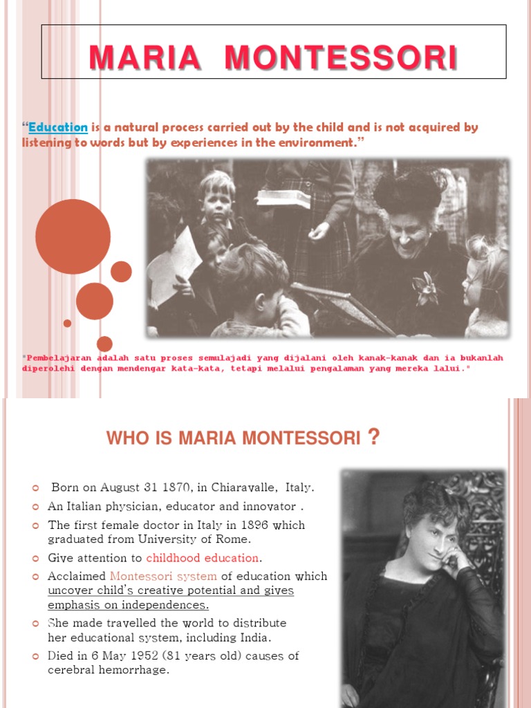 Maria Montessori: Pioneer of Education | PDF | Cognition | Teaching And ...