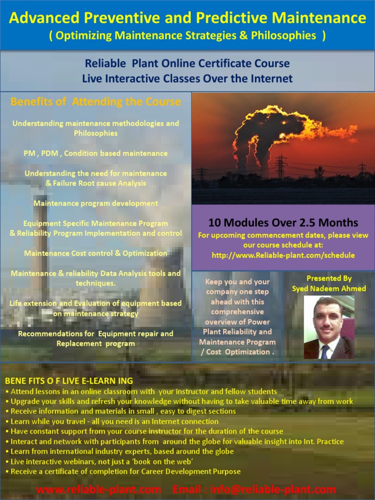 Advanced Preventive And Predictive Maintenance Online Course Brochure