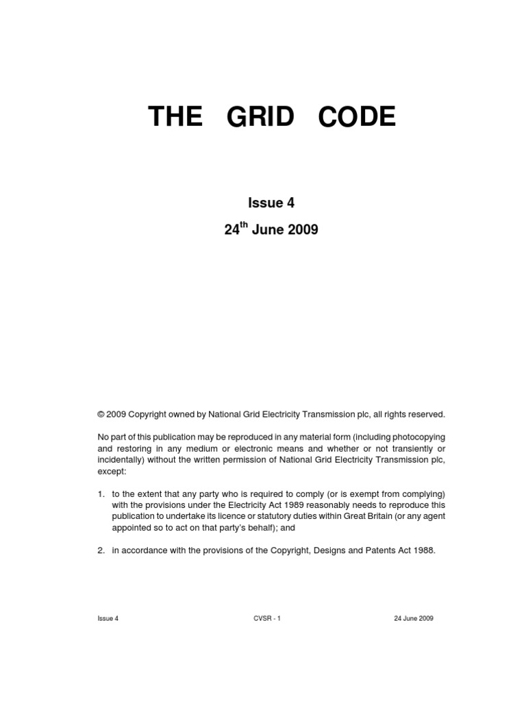 UK National Grid Code (23 June 2009) Complete. | Download Free PDF | Electric Power Transmission ...