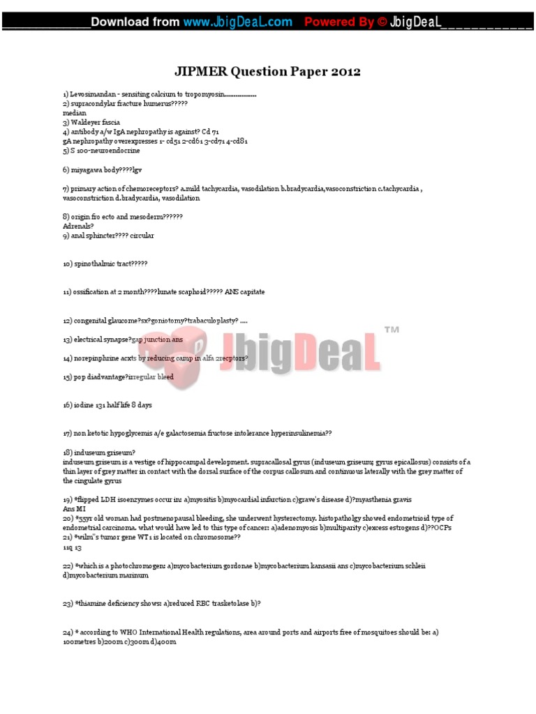 144174d1376299459 Previous Years Question Papers Jipmer Staff Nurse ...