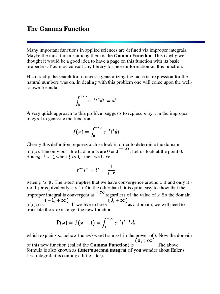 The Gamma Function.docx | Function (Mathematics) | Integral