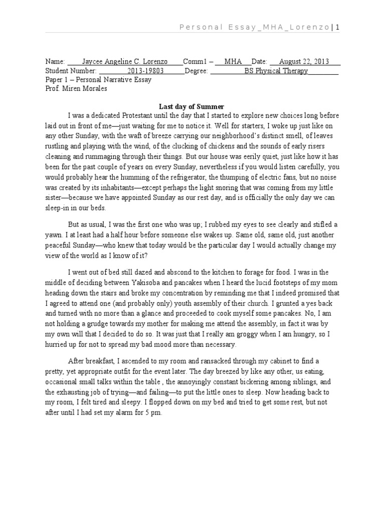 Personal Essay | PDF | Self-Improvement | Religion & Spirituality