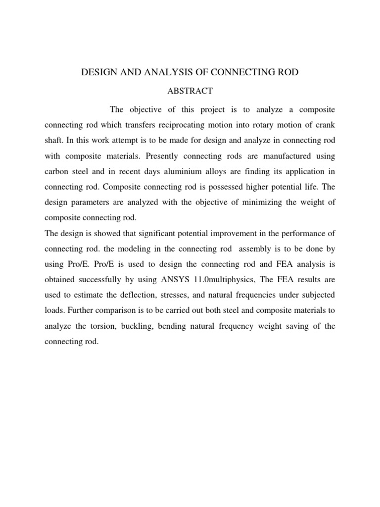 Design and Analysis of Connecting Rod | PDF | Materials | Civil Engineering