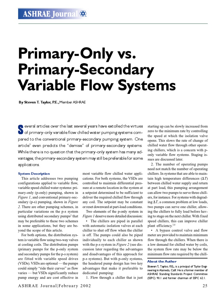 ASHRAE Journal - Primary-Only Vs Primary-Secondary Variable Flow ...