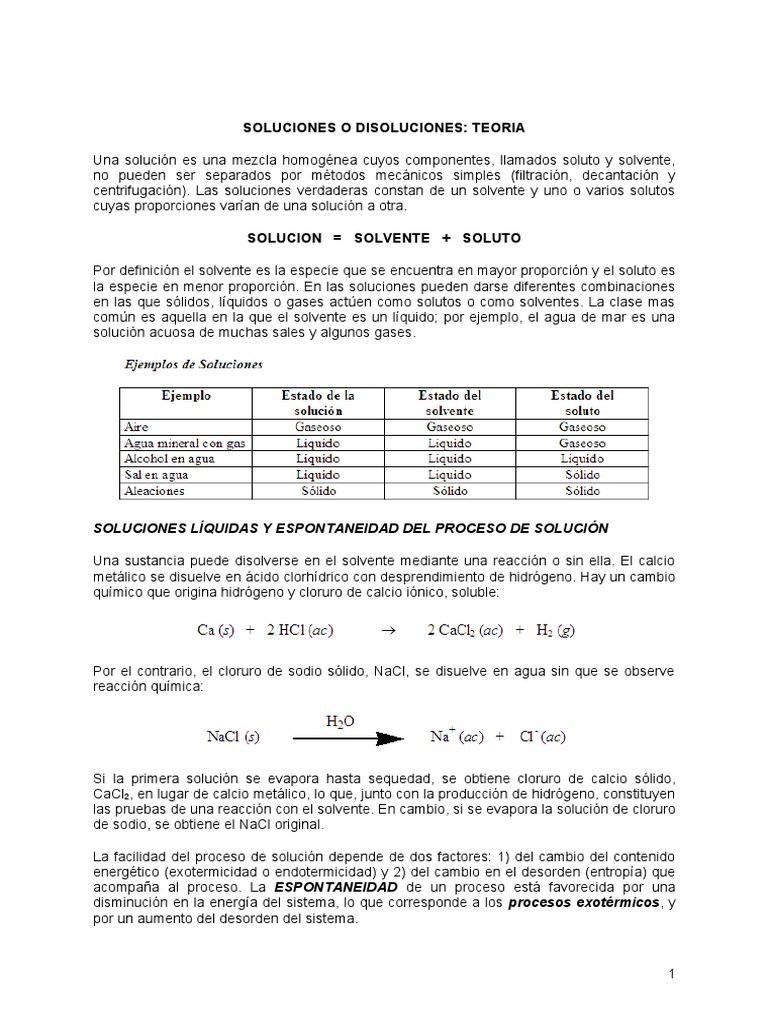 Separata de Soluciones o Disoluciones | PDF | Solubilidad | Coloide