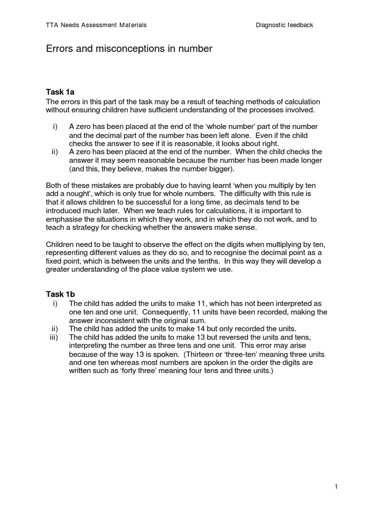Mistakes Lack of Place Value PDF | PDF | Fraction (Mathematics ...
