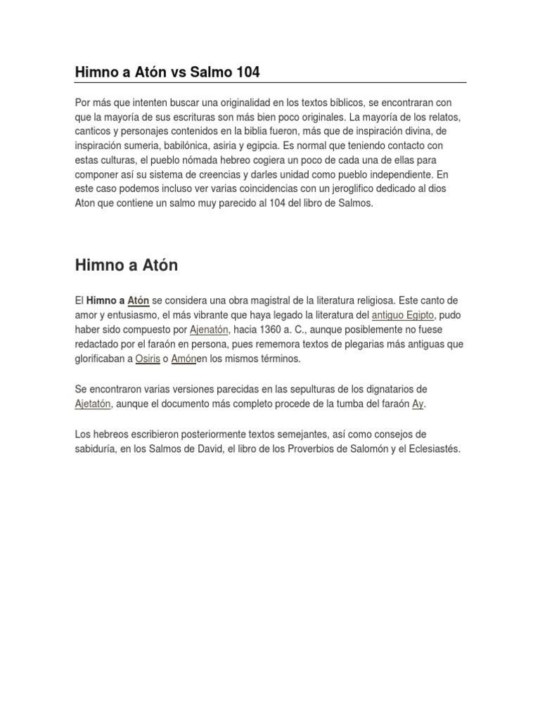 Himno A Atón Vs Salmo 104 | PDF