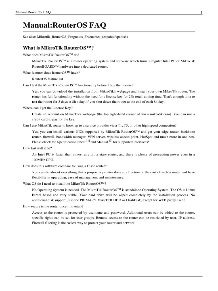 Manual RouterOS FAQ PDF | PDF