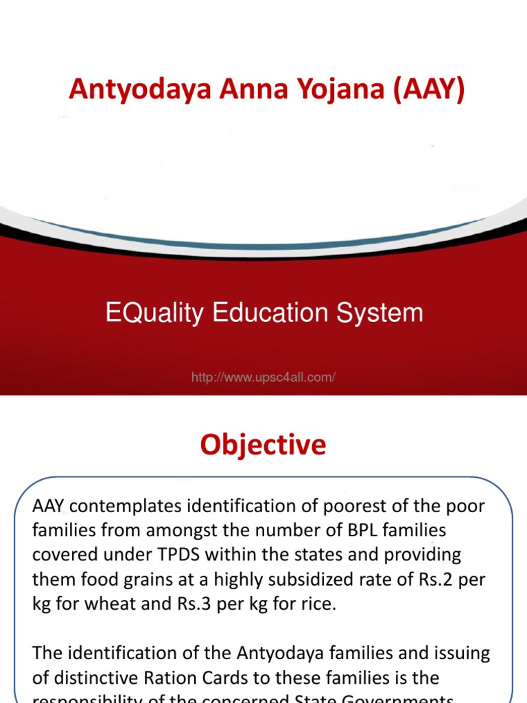 Antyodaya Anna Yojana (AAY).pptx | Economy Of India | Poverty