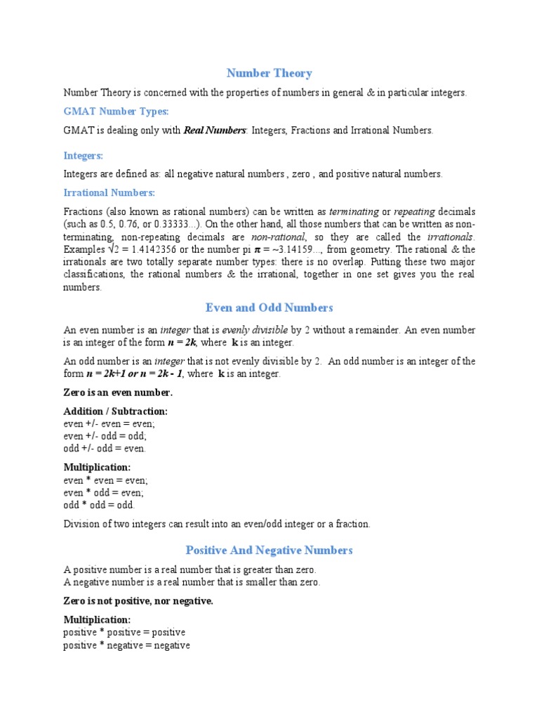 Number Theory For GMAT | PDF | Division (Mathematics) | Prime Number