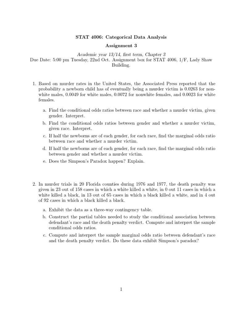Asg 3 | PDF | Odds Ratio | Murder