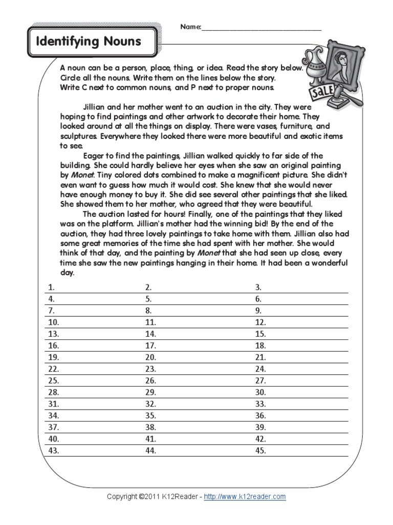 Identifying Nouns PDF | PDF | Auction | Paintings