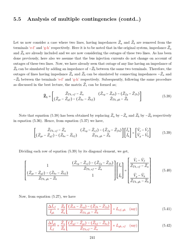 5.5 Analysis of Multiple Contingencies (Contd..) : Z Z Z Z | PDF ...