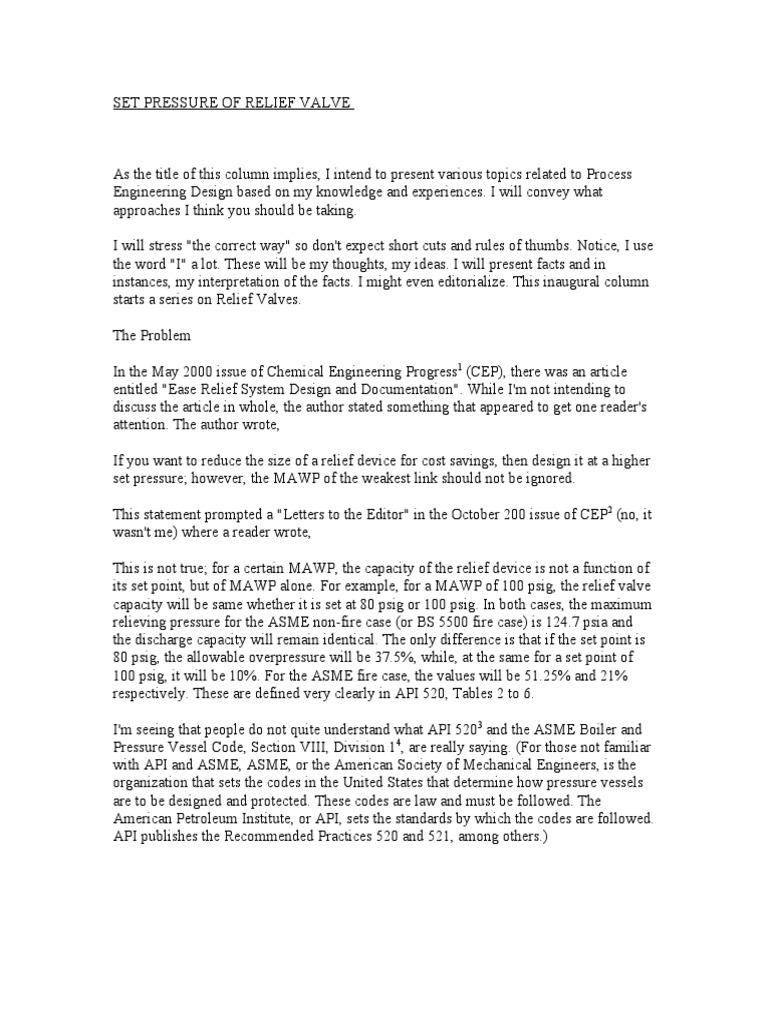 USe of Higher PSV Set Pressure | PDF | Pressure | Valve