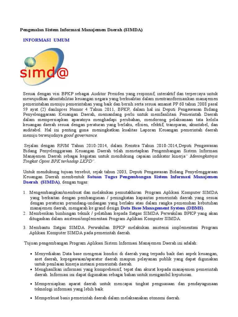 Pengenalan SIMDA | PDF