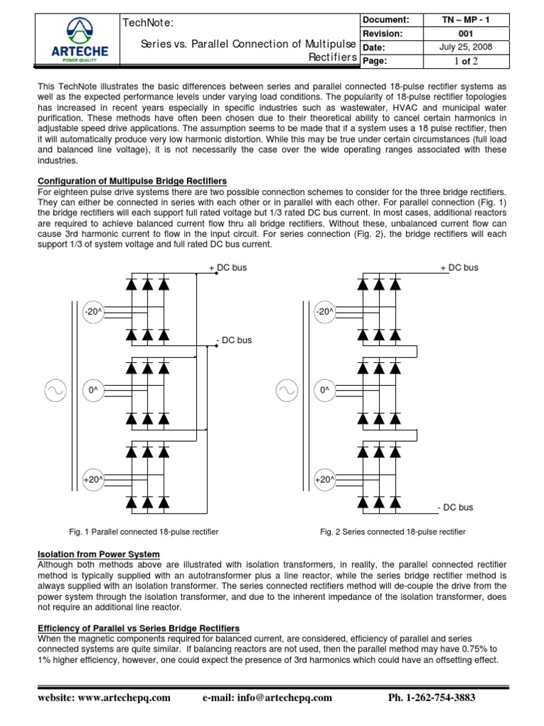 Technote: Series vs. Parallel Connection of Multipulse Rectifiers | PDF | Rectifier | Electric ...