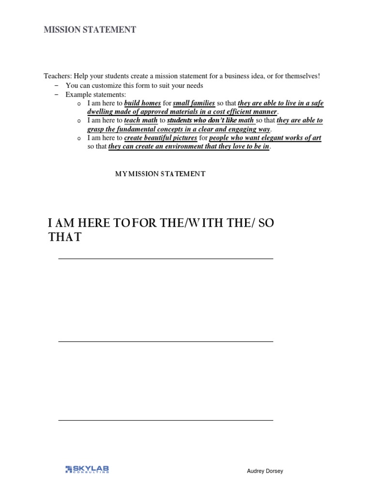 Create Your Personal Mission Statement | PDF | Self-Improvement