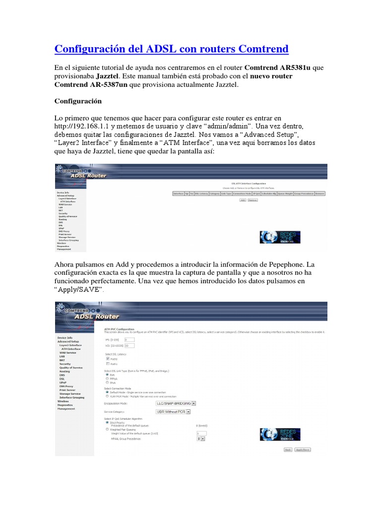 Configura tu ADSL con Comtrend | PDF | Enrutador (Computación ...