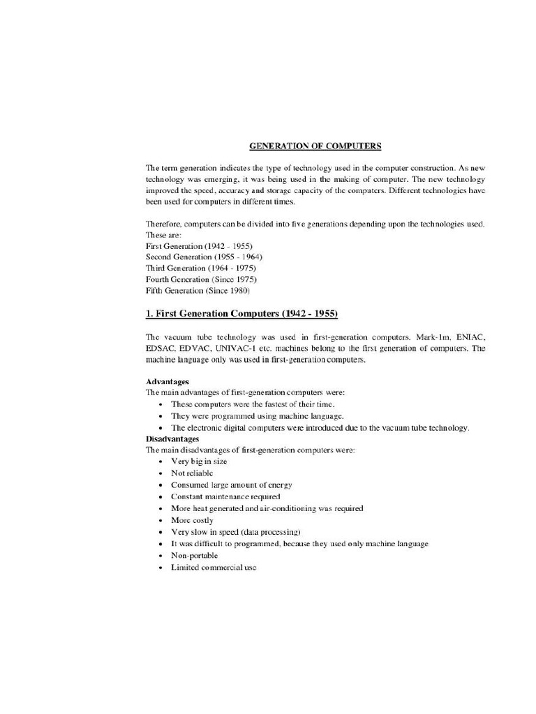 Generation of Computer | PDF | Personal Computers | Integrated Circuit