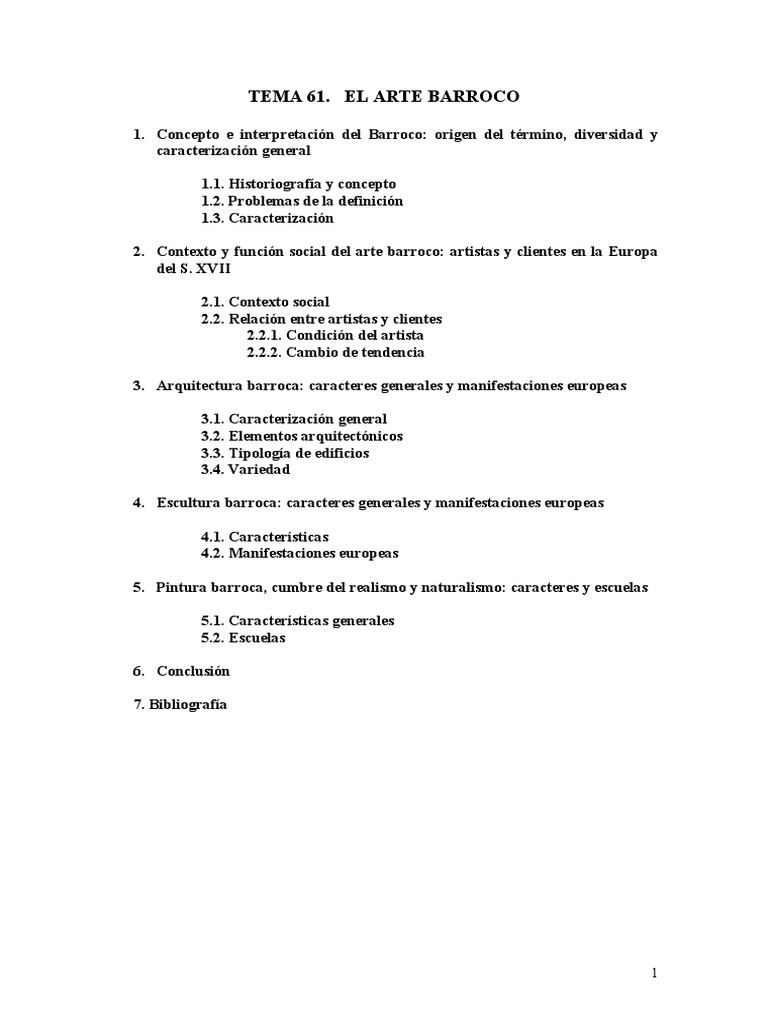 TEMA 61. El Arte Barroco | PDF | Barroco | Pinturas